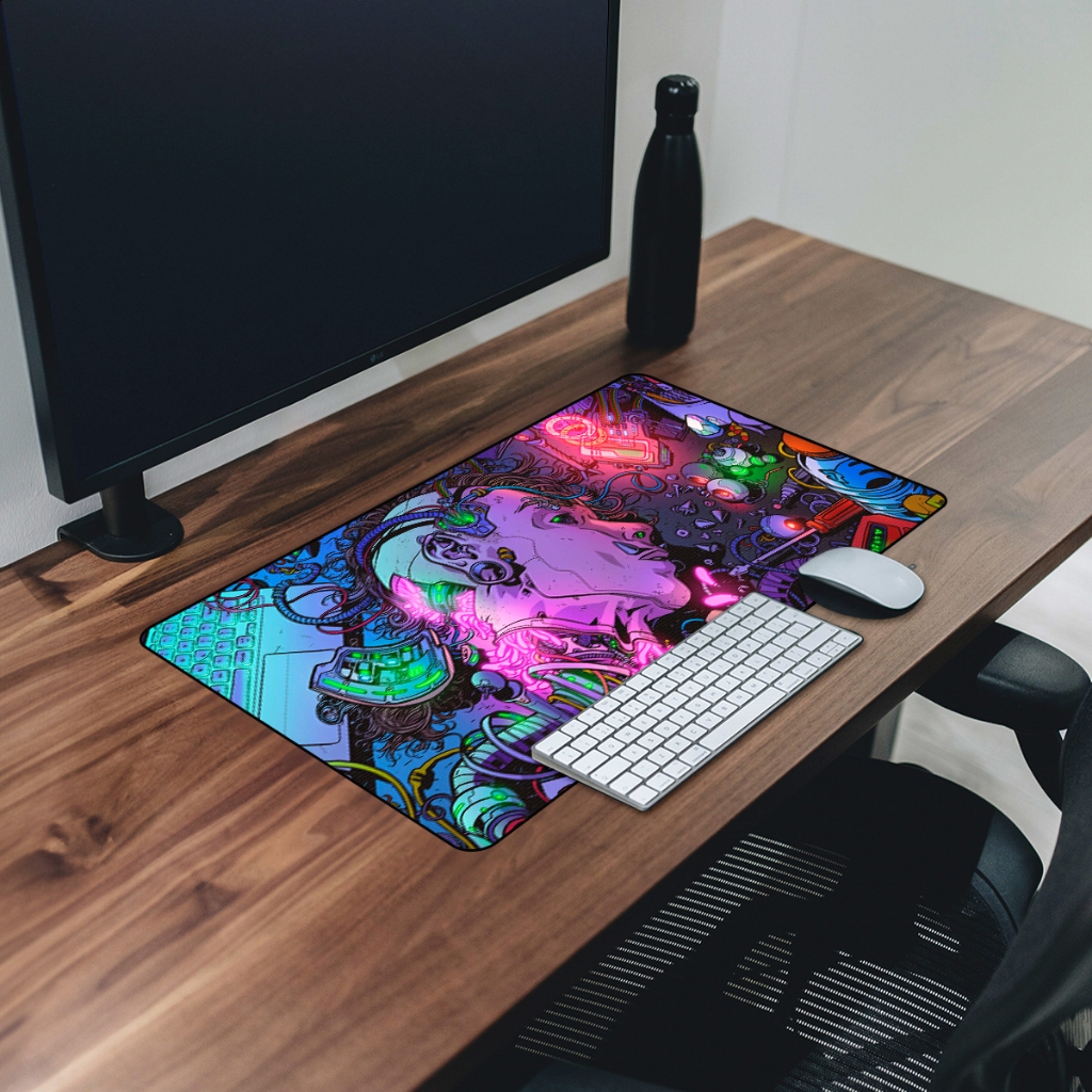 Mouse Pad Gamer 65x32 / 70x35 / 90x40 / 90x55cm Varias Cores CYBER PUNK ...