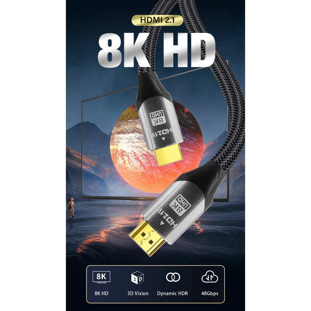 Cabo Hdmi 5m 8k 60hz Ultra Hd Gold 2.1 E 4k 120hz 5 Metros - Faz a Boa!