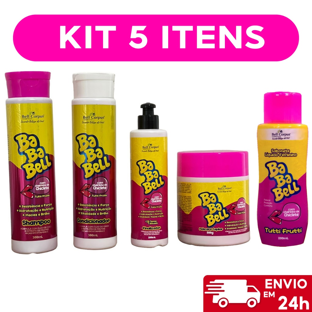 Kit Bubbaloo Bababell Completo (5 itens) - Shamp/Cond/Masc/LeaveIn ...