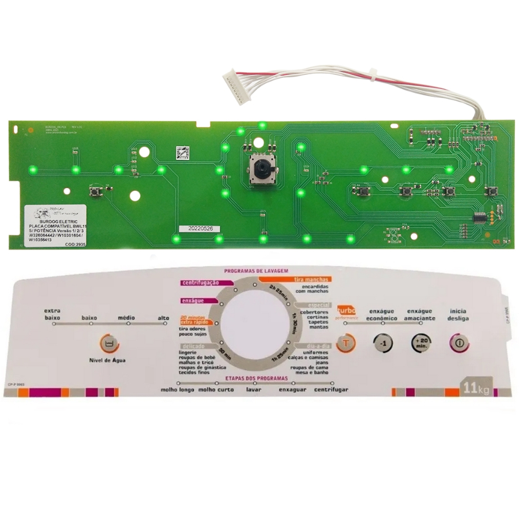 Placa Interface com Painel Adesivo Para Lavadora Brastemp Bwl11 ...