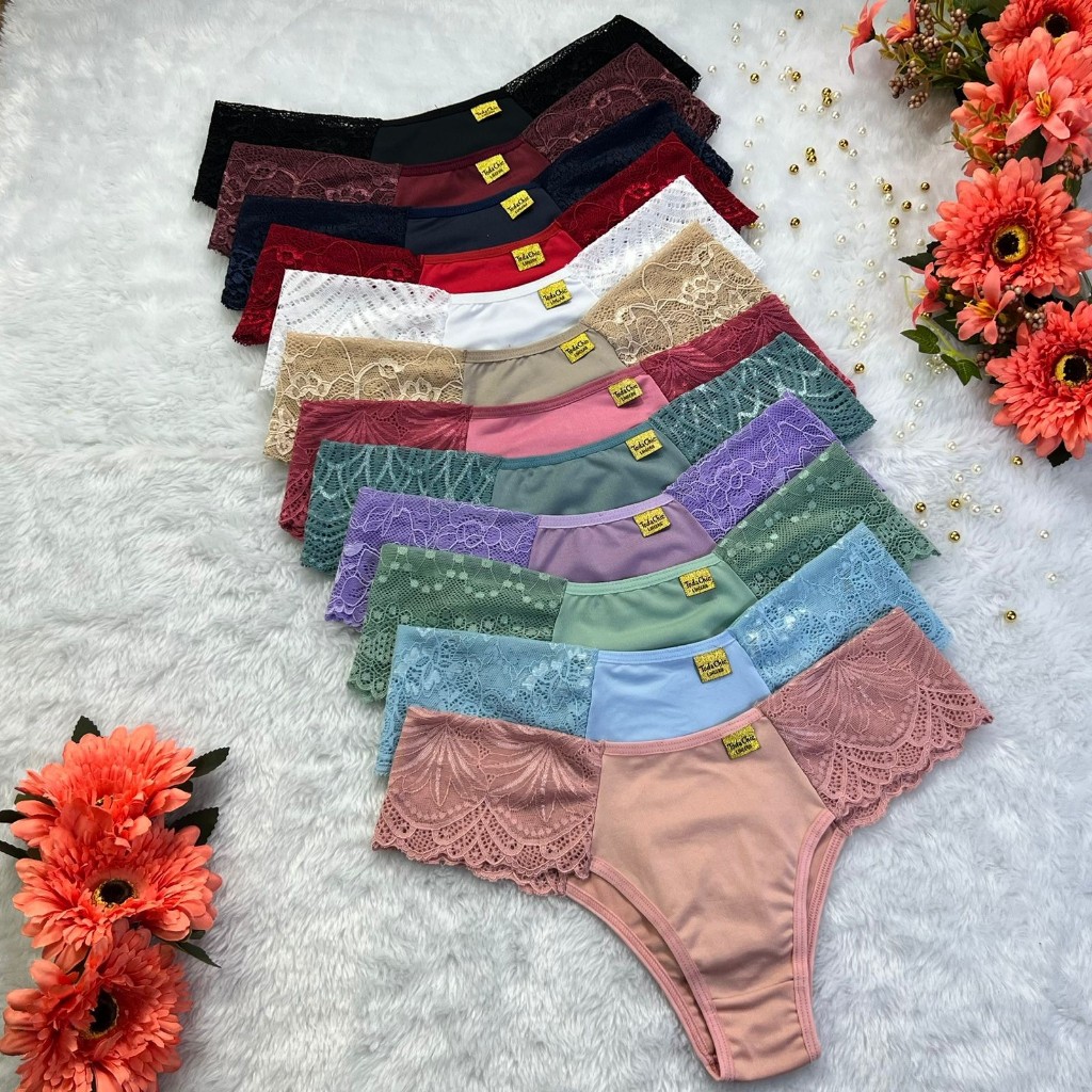 Kit 5 Calcinhas Feminina Conforto Pala Dupla Tanga Ref 314 | Shopee Brasil