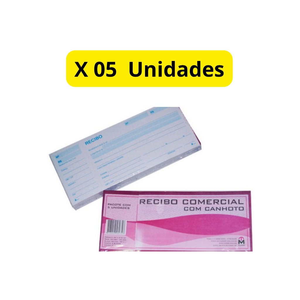 05 UNIDADES RECIBO COMERCIAL COM CANHOTO 50 folhas MARSE papelaria/presente/escritório | Shopee ...