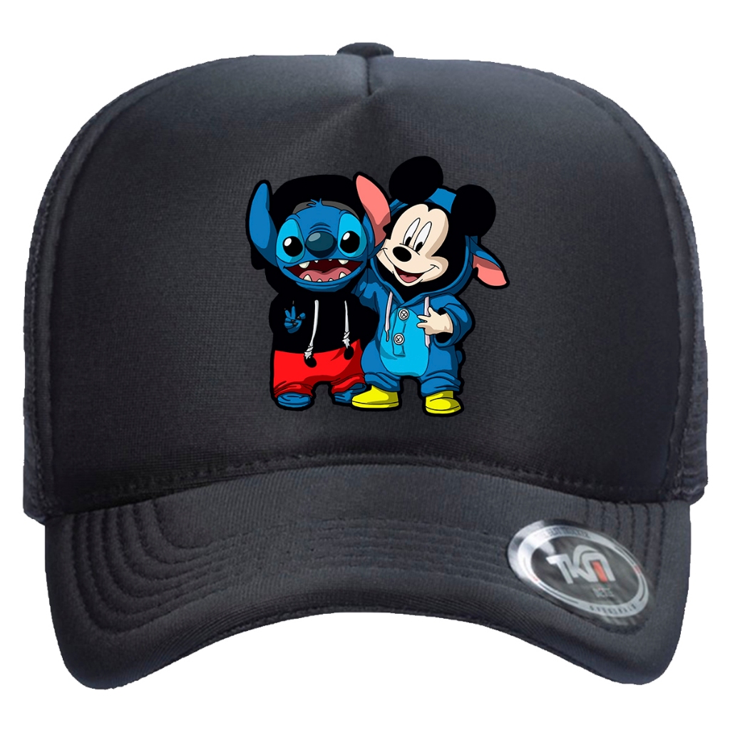 Boné Trucker Telinha Aba Curva Lilo Stitch Mickey Mouse Tkm | Shopee Brasil