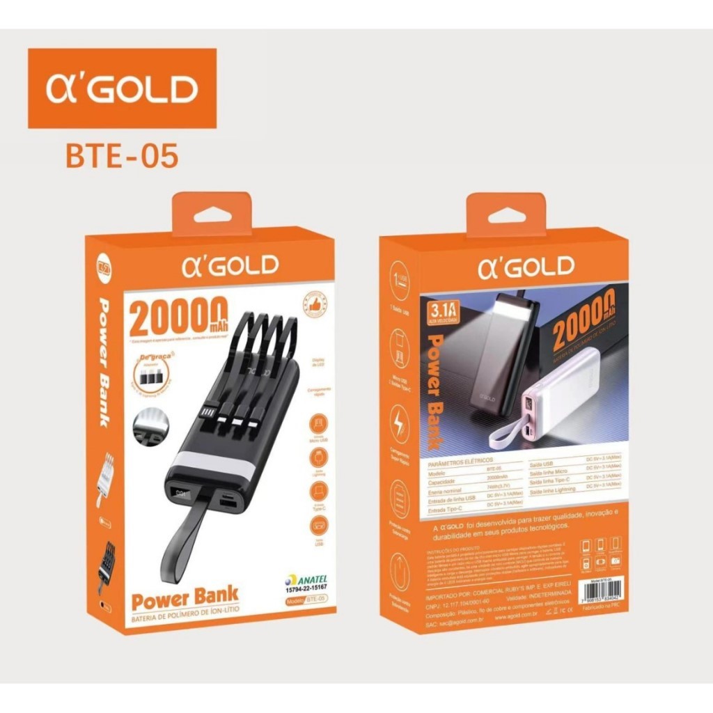 Carregador portatil 2000 mAh original /Bateria portatil /Power Bank ...