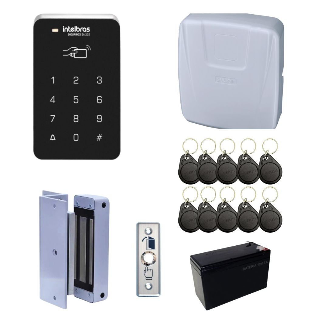 Kit Controle de Acesso Intelbras Porta Portaria Fechadura Eletroímã e ...
