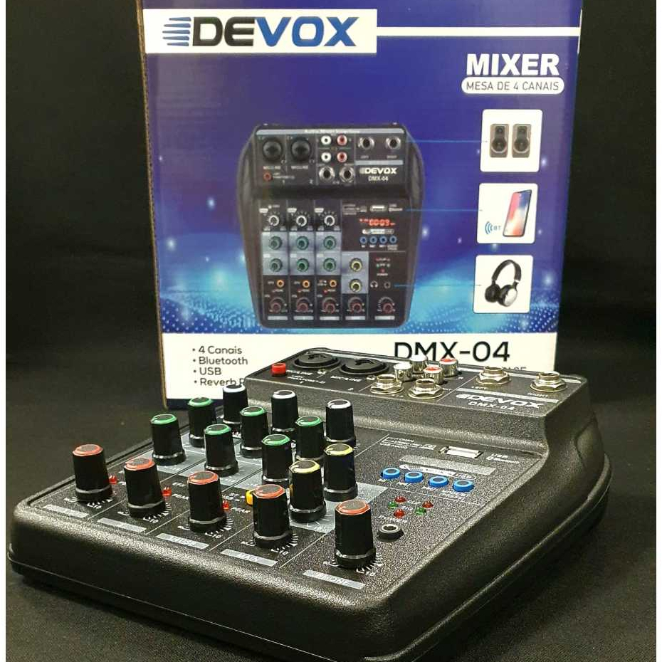Mesa de Som/Interface 4 Canais bluetooth/Usb Devox dmx-04 NF e Garantia | Shopee Brasil