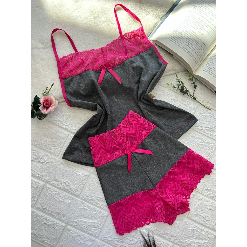 Baby Doll de Renda Pijama Short Doll Romantic Feminino Lorena | Shopee ...