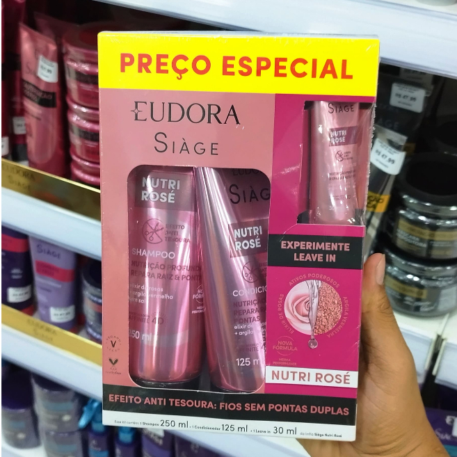 Kit Eudora Siàge Nutri Rosé Shampoo 250ml + Condicionador 125ml + Leave ...