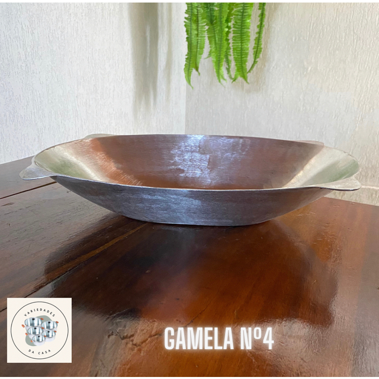 Gamela Artesanal em Alumínio Fundido Batido Polido Rústico - Nº4 ...