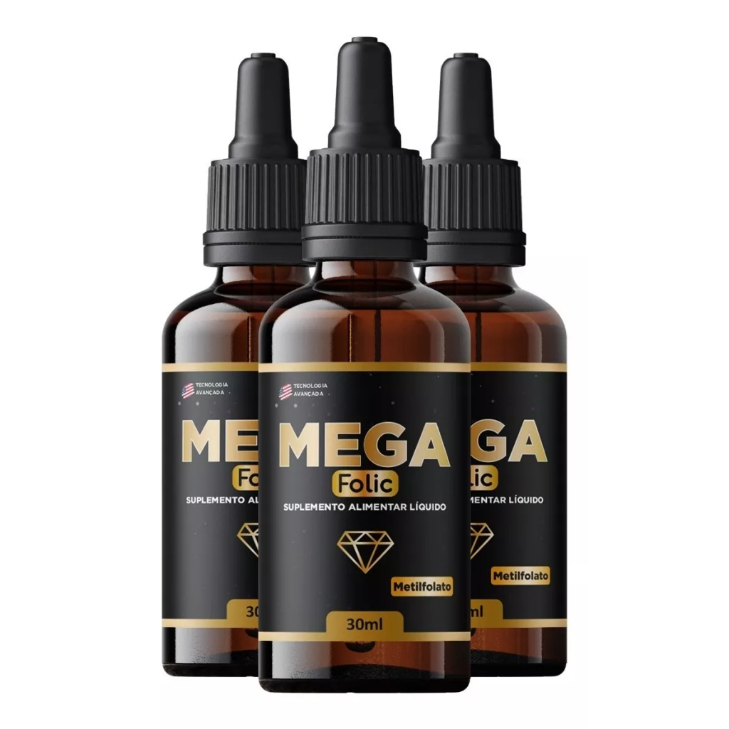Mega Folic Suplemento Alimentar Natural Gotas 30ml 3 unidades | Shopee Brasil