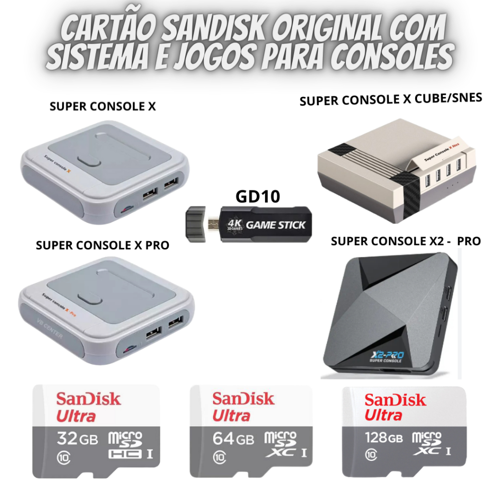 Cartão de Memória Original para Super Console todos os modelos com ... Cartão de Memória Original para Super Console todos os modelos com ...