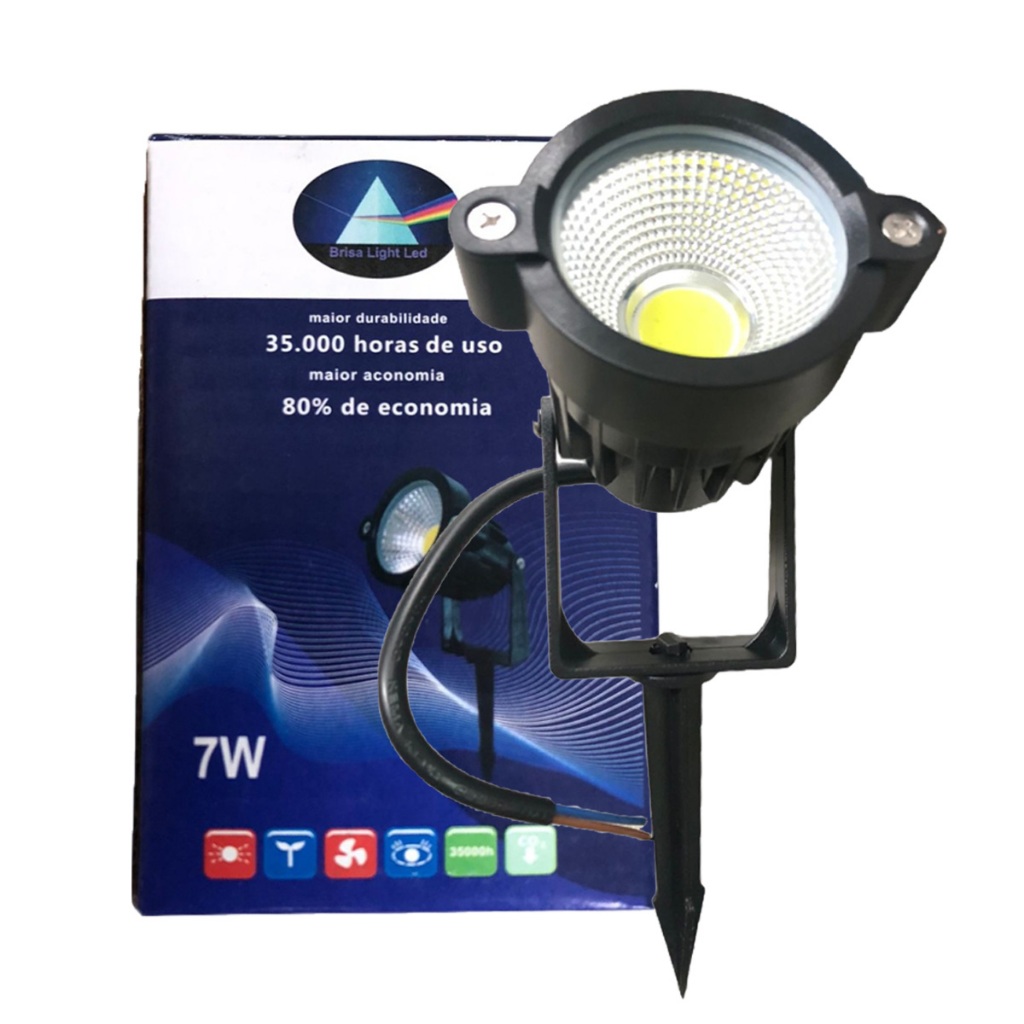 Luminária Espeto Jardim Cob Led 7w cor de luz Prova Dágua Ip65 bivolt ...
