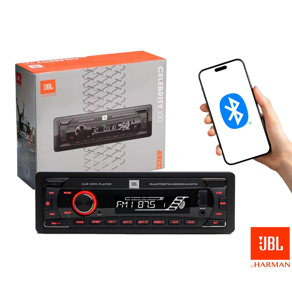 Radio Som MP3 Automotivo JBL Celebrity 100 Bluetooth USB Aux SD Card FM | Shopee Brasil