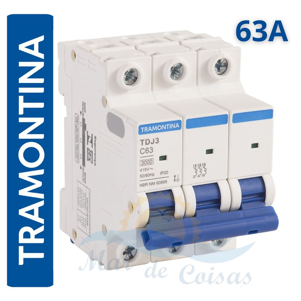 Disjuntor Tripolar Tramontina Curva C 63 | Shopee Brasil