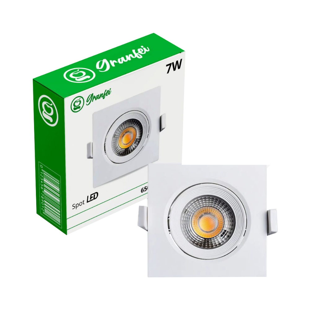 Luminária Led Spot 7W Redondo Quadrado Embutido Branco Frio Quente ...