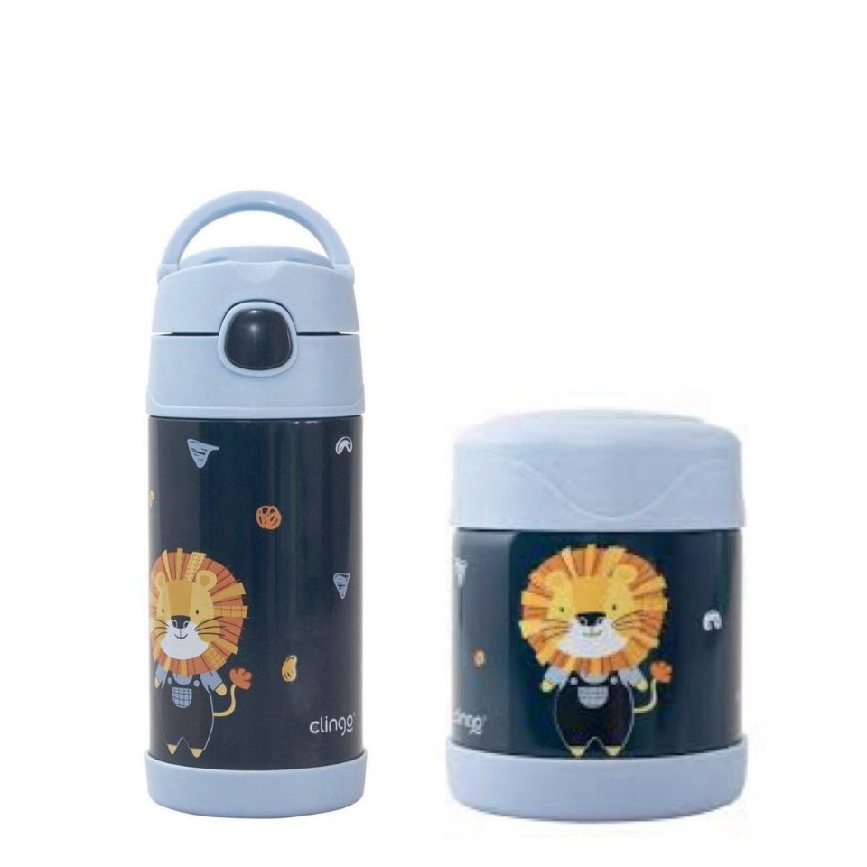 Kit Garrafa e Pote termico Inox Infantil Clingo Leao Luke | Shopee Brasil