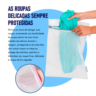 Kit 6 Saquinhos Com Ziper Lavar Roupa Delicada P/m/g Saco Protetor De ...
