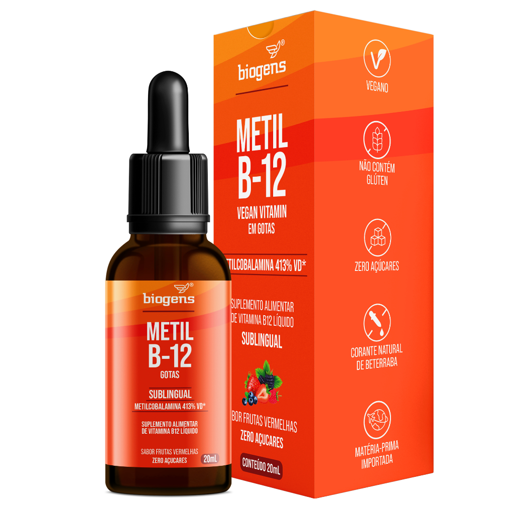 Vitamina Metil B12 Vegan Gotas Liquida, Sublingual, Biogens | Shopee Brasil