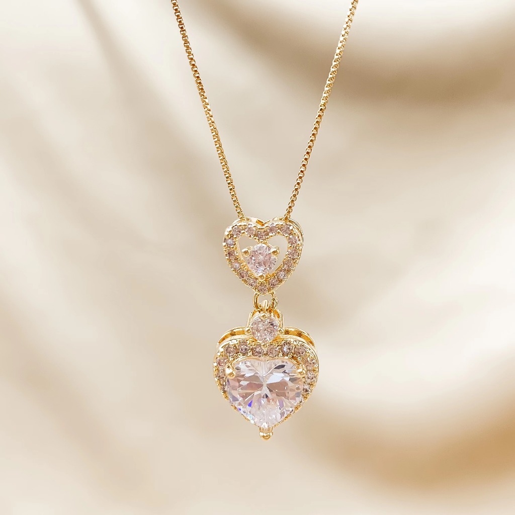 Colar feminino com pingente de zirconia folheado a ouro 18k 3 meses de ...