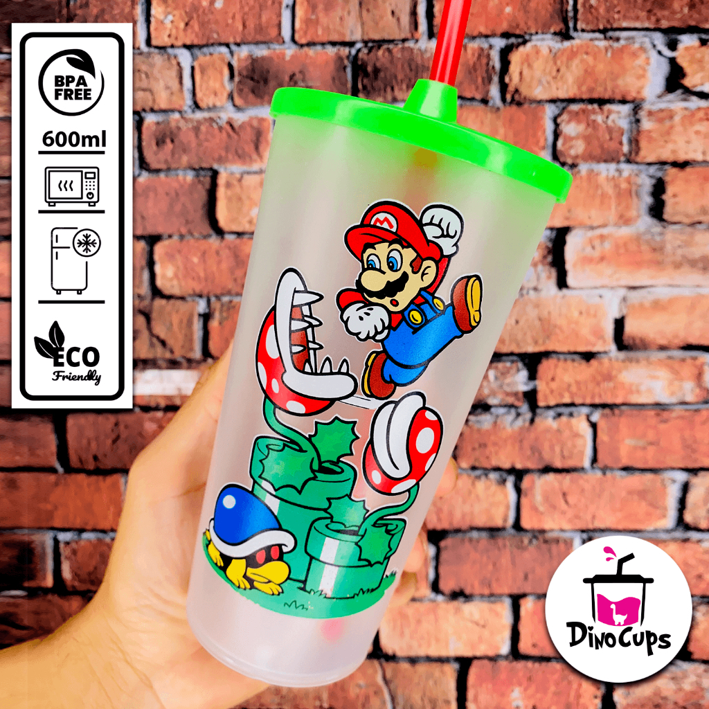 Copo Gamer Super Mario Com Tampa e Canudo Incolor 600ml | Shopee Brasil