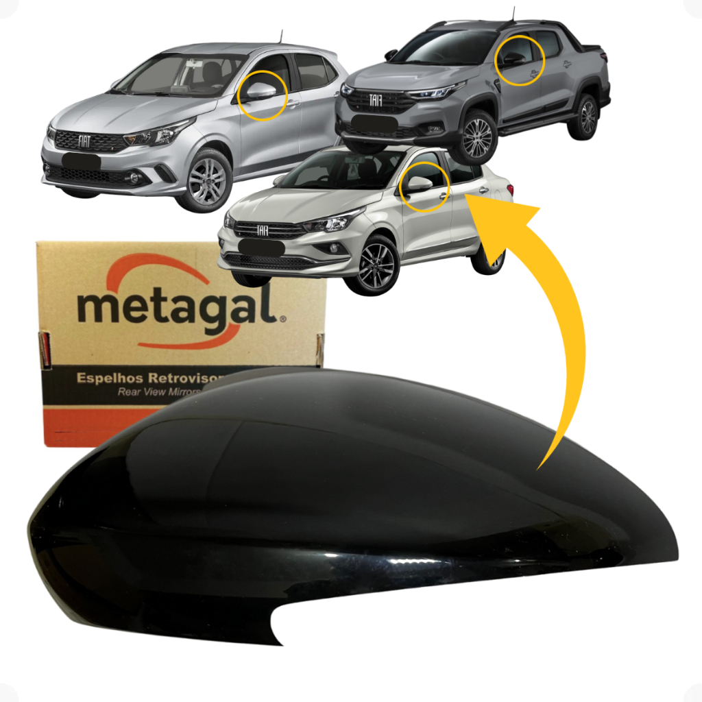 Capa retrovisor Fiat Cronos Argo Strada com furo pisca lado Esquerdo motorista 2017 2018 2019 ...