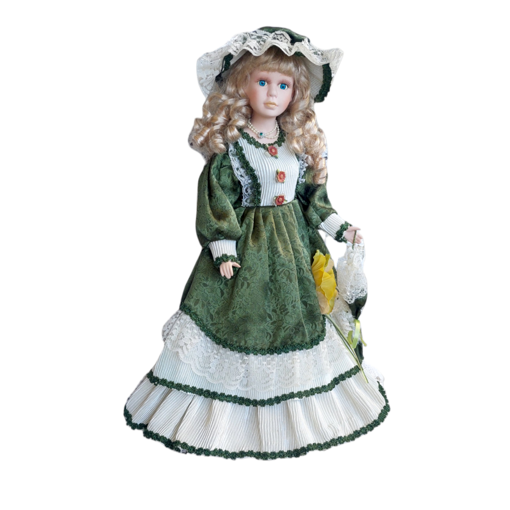 Boneca Antiga de Porcelana Dama Vitoriana de Época Loira 50cm com rosto ...