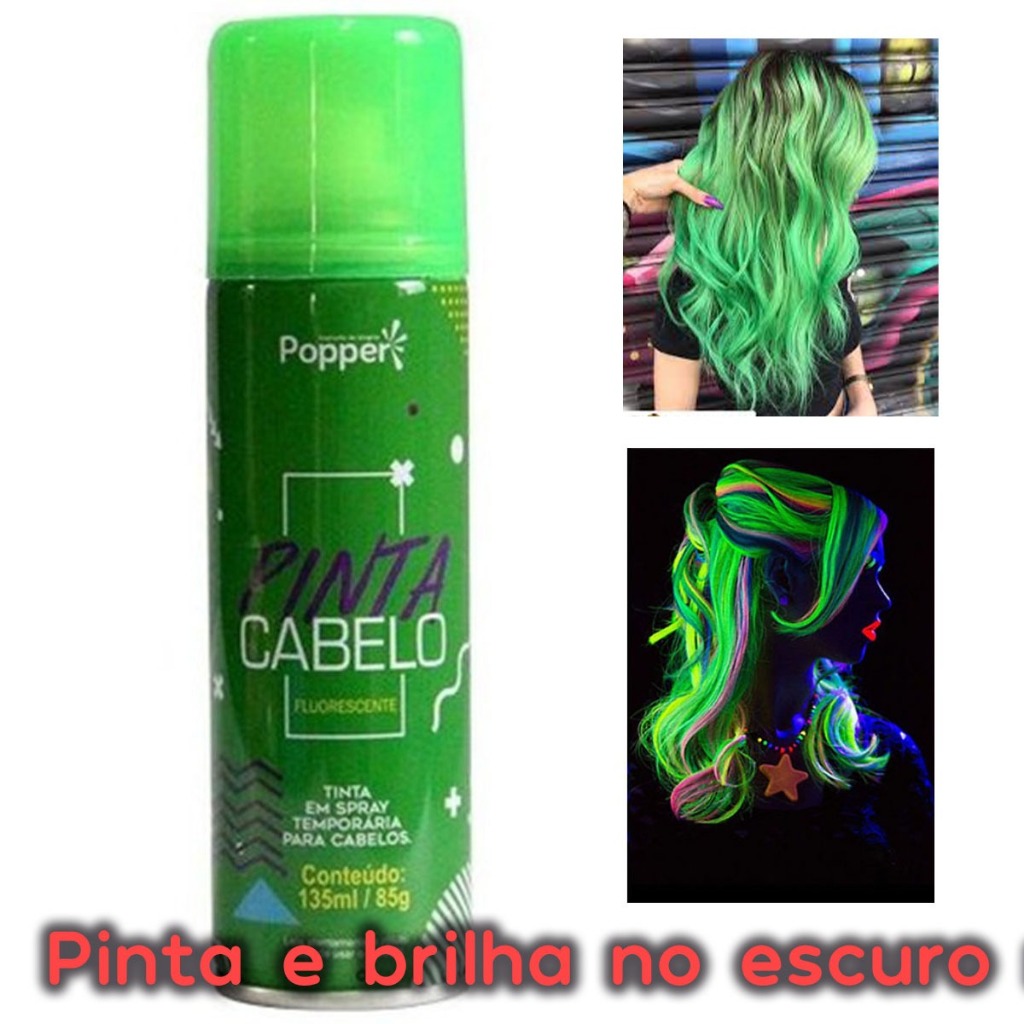 Spray de Cabelo Neon Verde Brilha no Escuro Com Luz Negra Fluorescente ...
