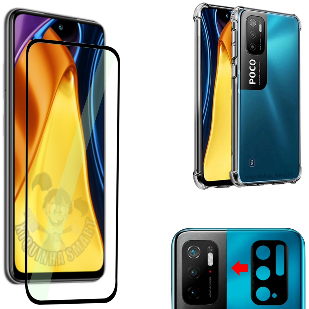 Kit Para Poco M3 Pro | Película 3D Vidro + Película da Câmera 3D +Capa ...