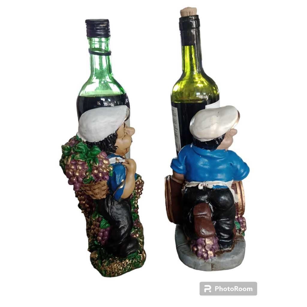 Kit 2 Porta Vinho Suporte Garrafa Cozinheiro Uva Enfeite Decoração ...