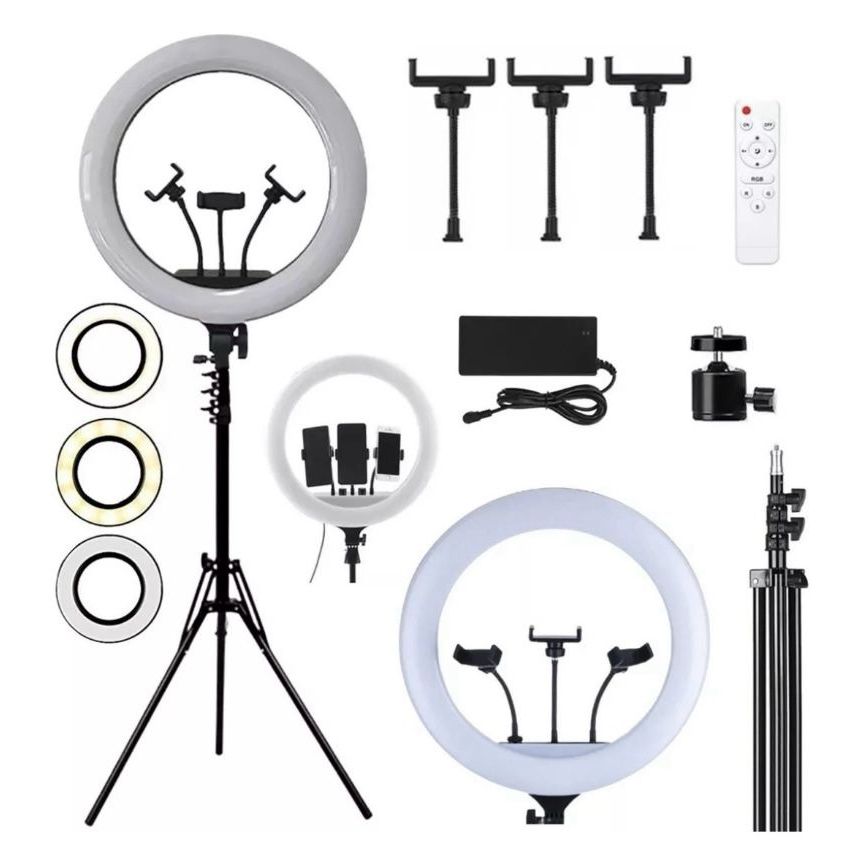 Iluminador Led Ring Light Grande 46cm 18 Polegadas Tripé 2.m | Shopee Brasil