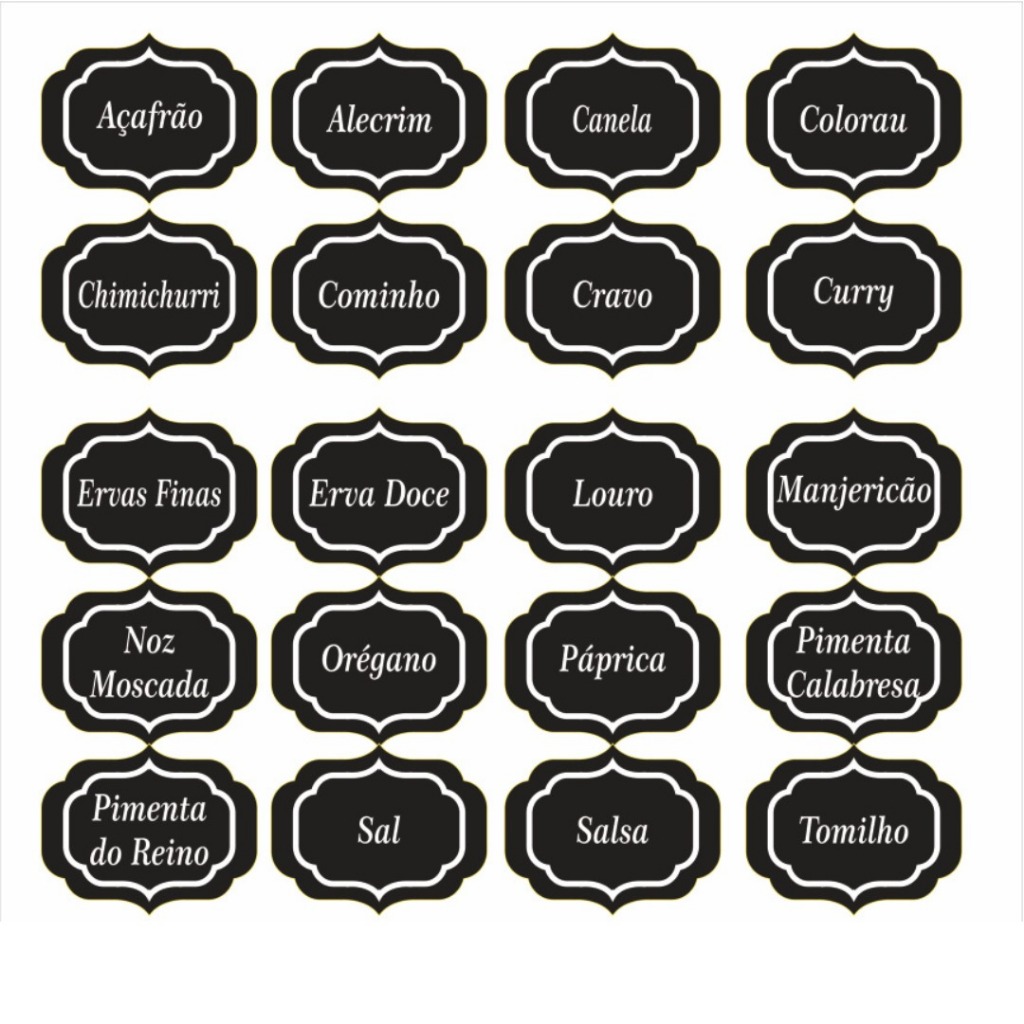 Cartela De Adesivos Com 20 Nomes De Temperos Para Potes | Shopee Brasil