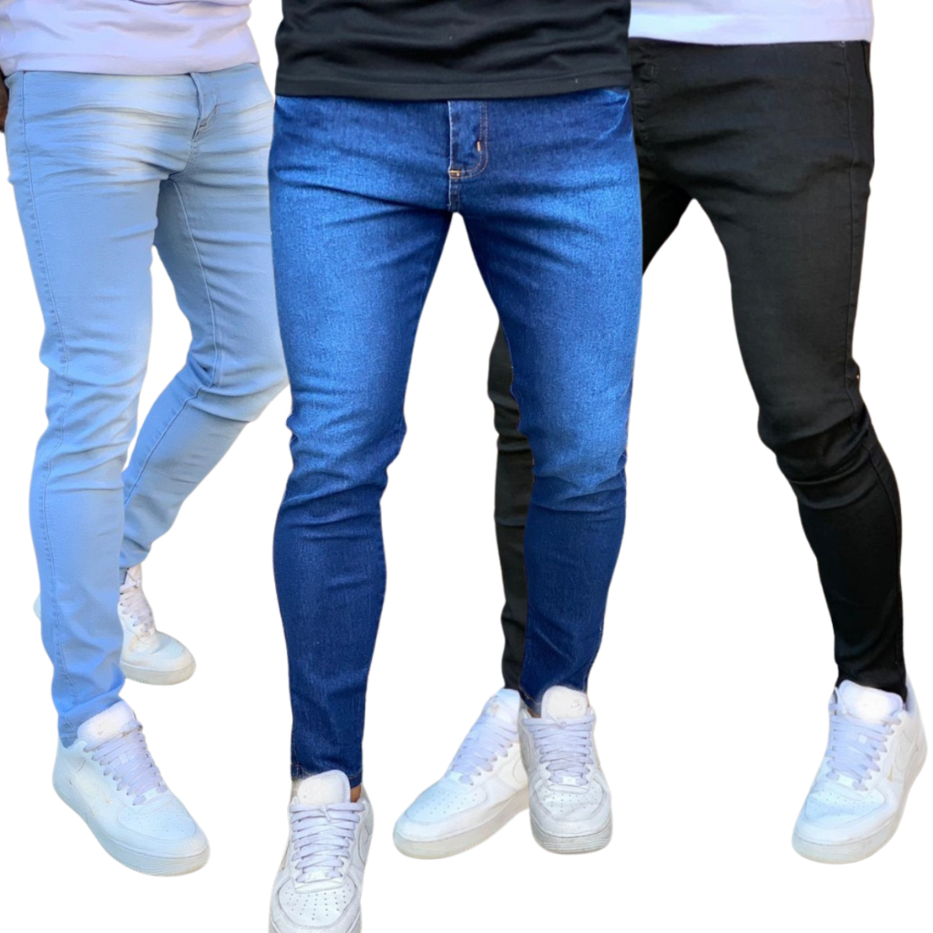 Kit Calças Jeans Masculina Slim Original Elastano Shopee Brasil