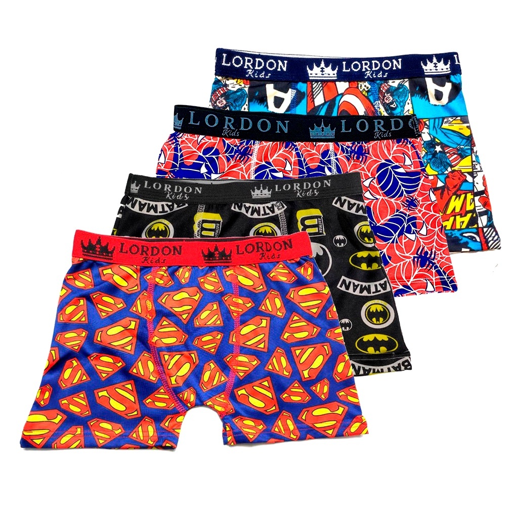 Kit 4 Cueca Boxer Box Infantil Para Menino Colorida Estampadas | Shopee ...