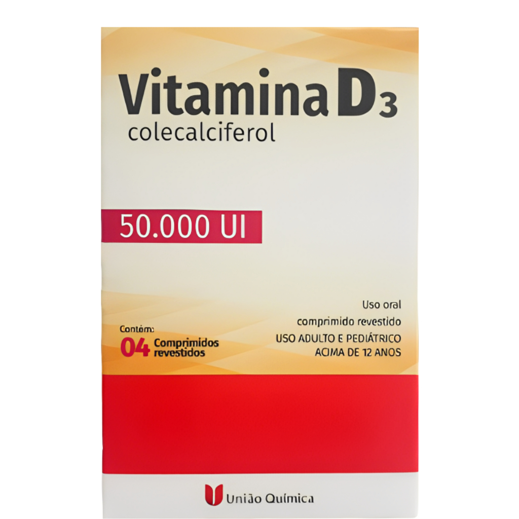 Vitamina D3 50000 Ui com 4 Comprimidos Revestidos UNIÃO QUIMICA | Shopee Brasil
