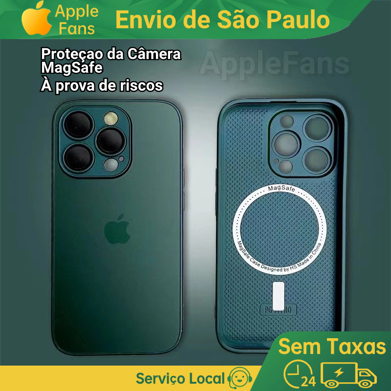 AppleFans Capa AG-Glass Para Vidro Fosca com Magsafe Capinha iPhone 12 13 14 Pro Max 13 Pro Max ...