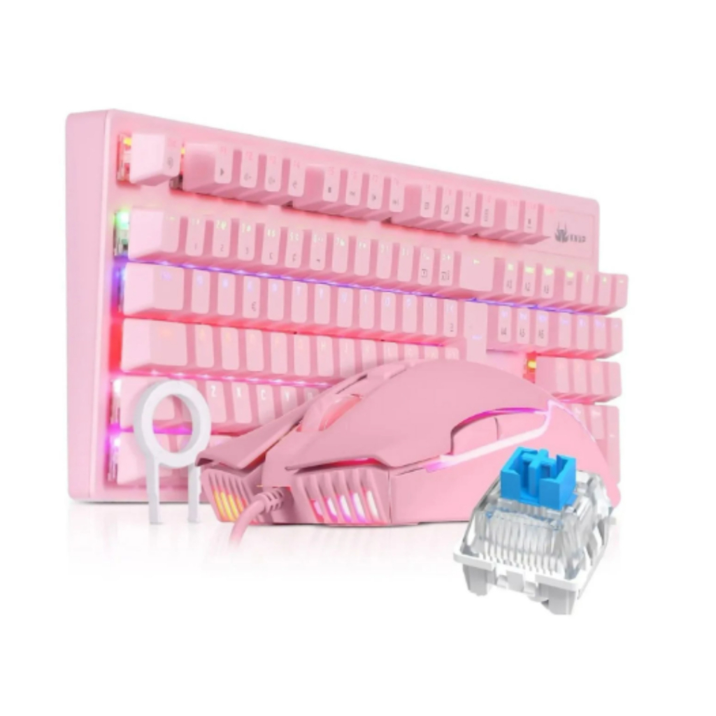 KIT Teclado e Mouse Gamer Rosa Pink LED RGB | Shopee Brasil