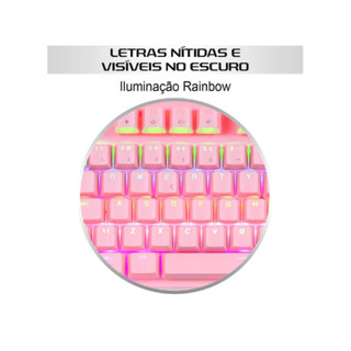 KIT Teclado e Mouse Gamer Rosa Pink LED RGB | Shopee Brasil