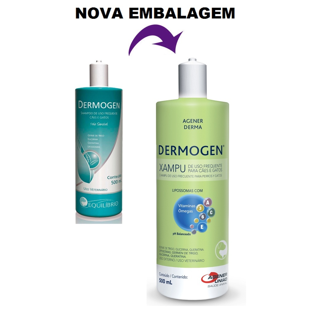 Dermogen 500mL - Shampoo Dermatológico P/ Cães e Gatos - Linha ...