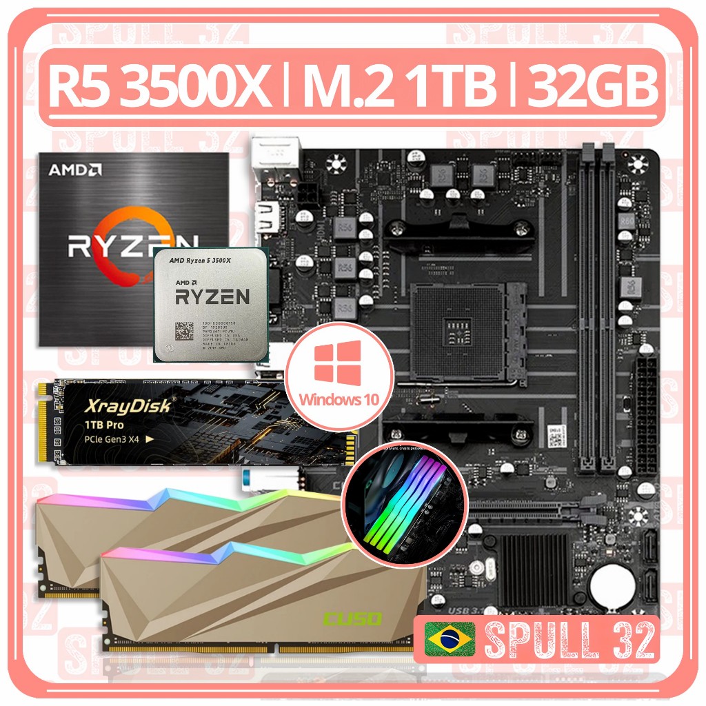 Kit Upgrade Gamer AMD Ryzen 5 3500X 32GB RGB M.2 1TB B450M | SPULL 32 ...