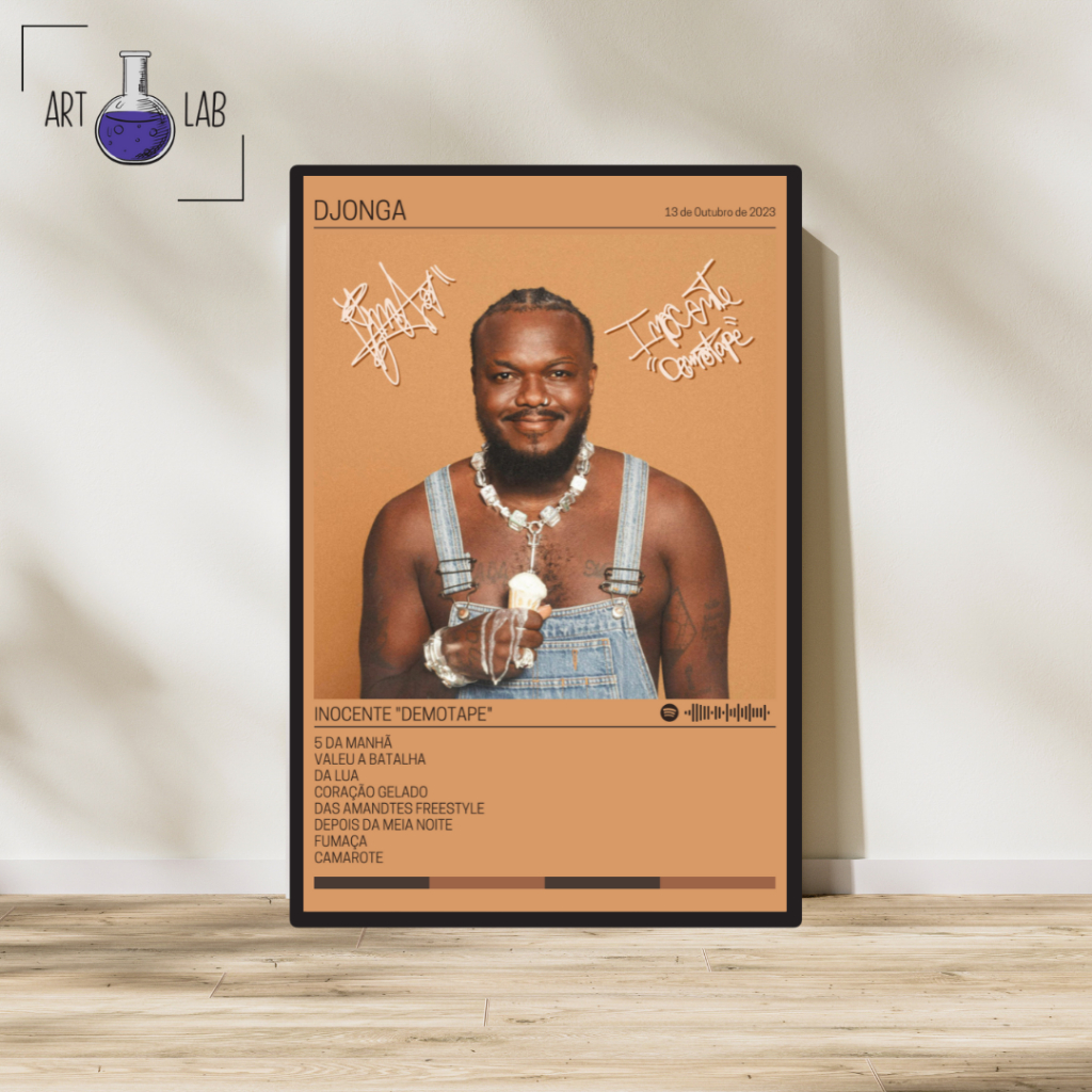 Quadro decorativo álbum Spotify Djonga Inocente Demotape moldura e ...