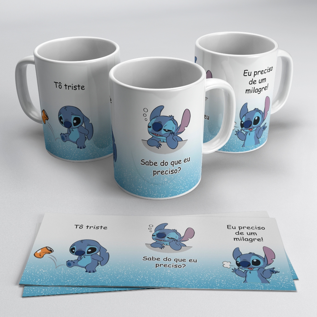 Caneca Personalizada Stitch em Porcelana Alto Brilho - Diversos Modelos ...