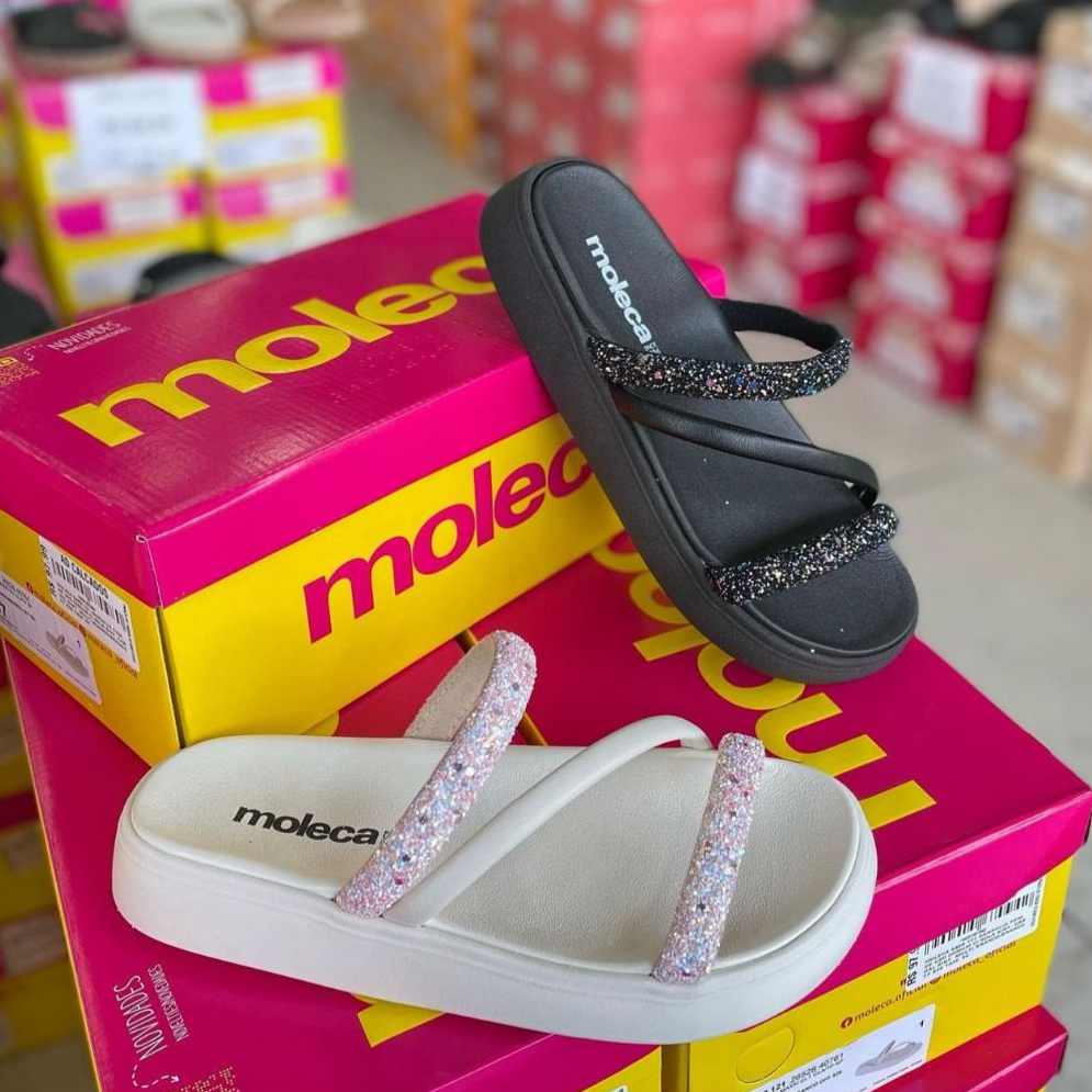 Sandália Feminina Papete Strass Pedrinha Moleca Original 5469.121 ...