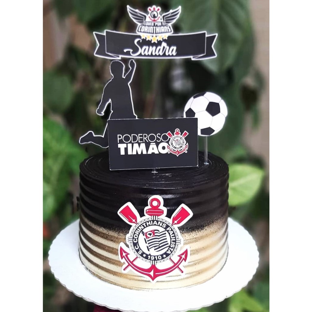 Topo de Bolo Time de Futebol Corinthians Personalizado | Shopee Brasil