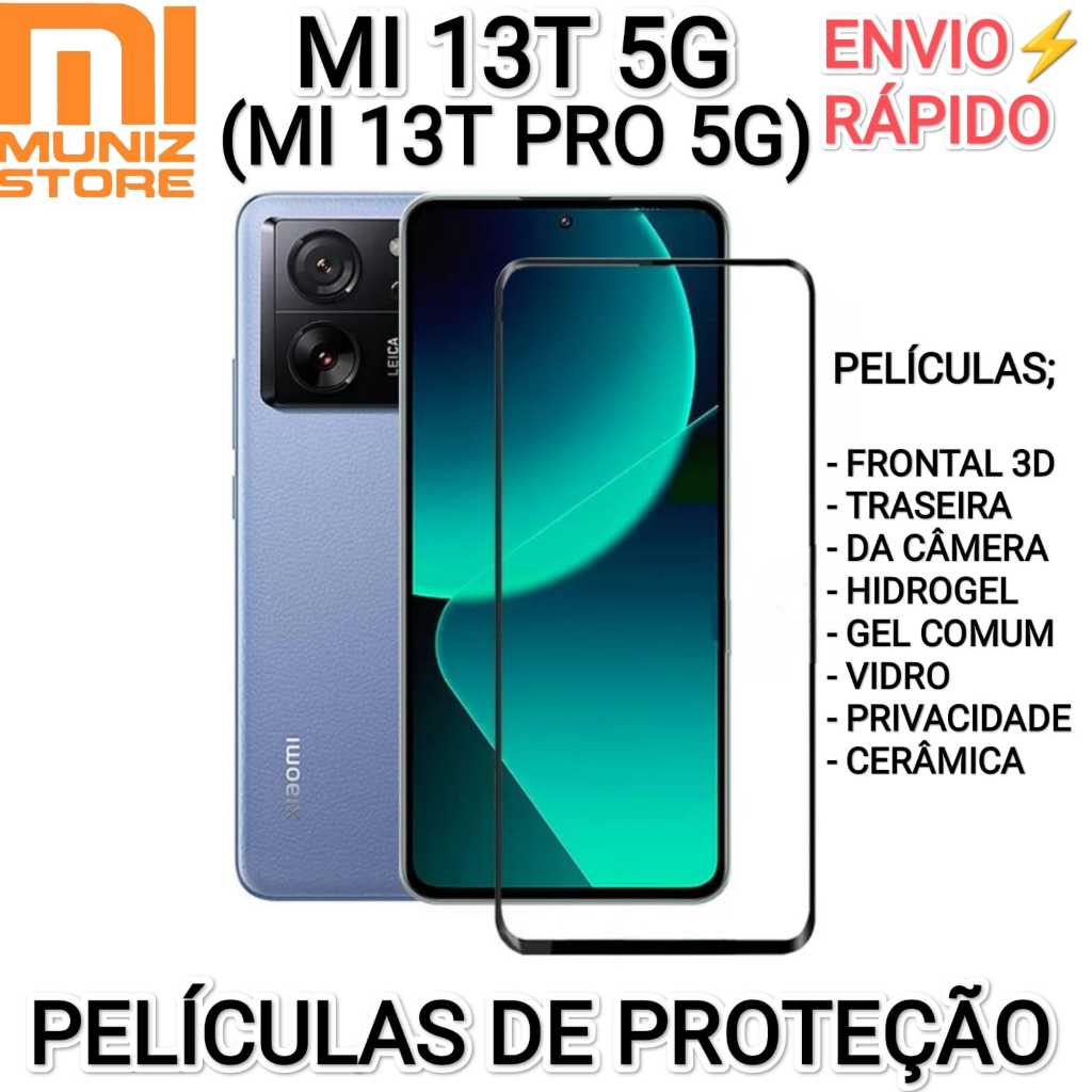 Película Xiaomi 13T 5G/Mi 13T Pro 5G Vidro 3D Película Traseira Transparente Camera Hydrogel ...