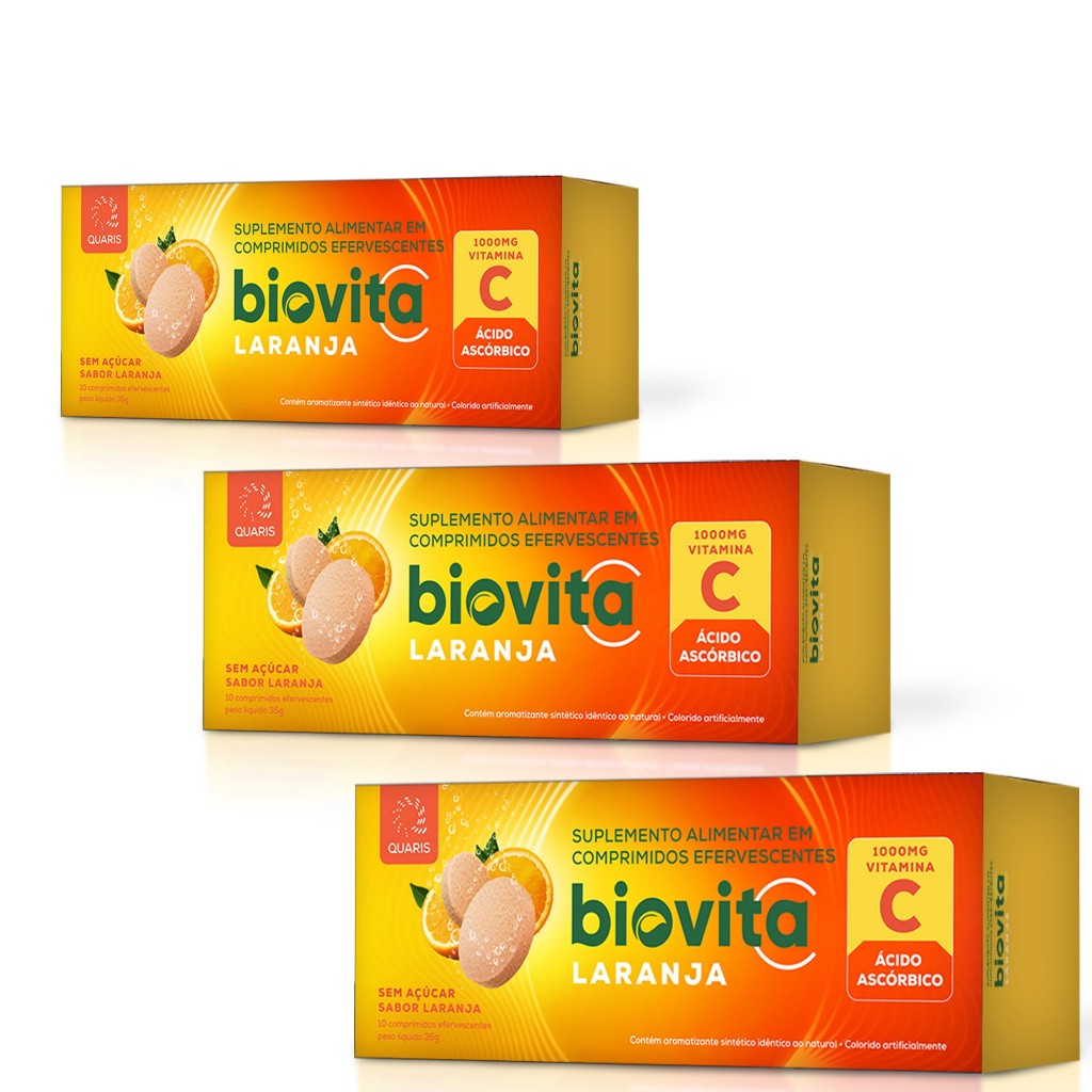 Biovita Efervescente: 1000 Mg De Vitamina C P/ Imunidade - 03 caixas ...
