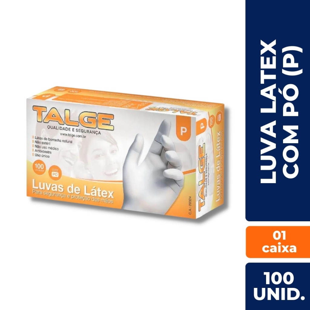Luva Latex Procedimento Talge (pp/p/m/g) Cx Com 100 Unidades Com Pó ...