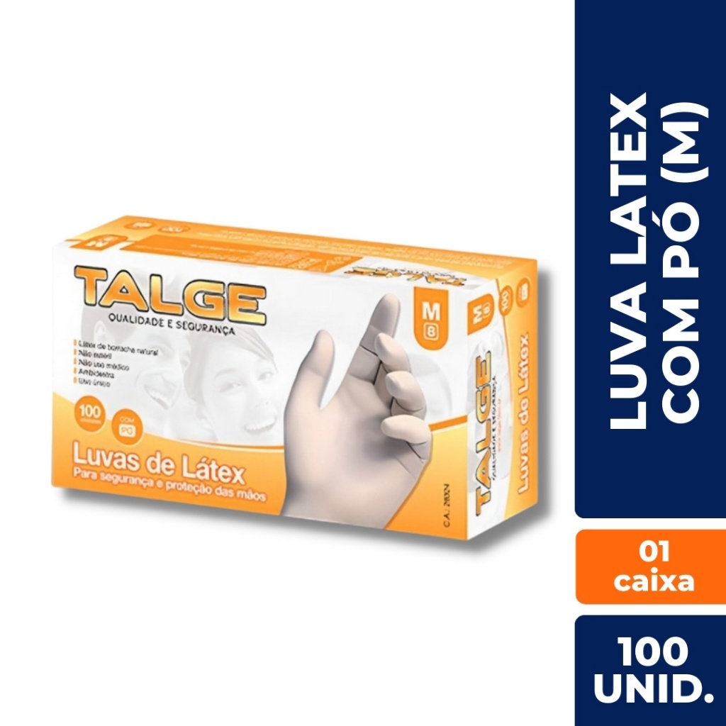 Luva Latex Procedimento Talge (pp/p/m/g) Cx Com 100 Unidades Com Pó ...