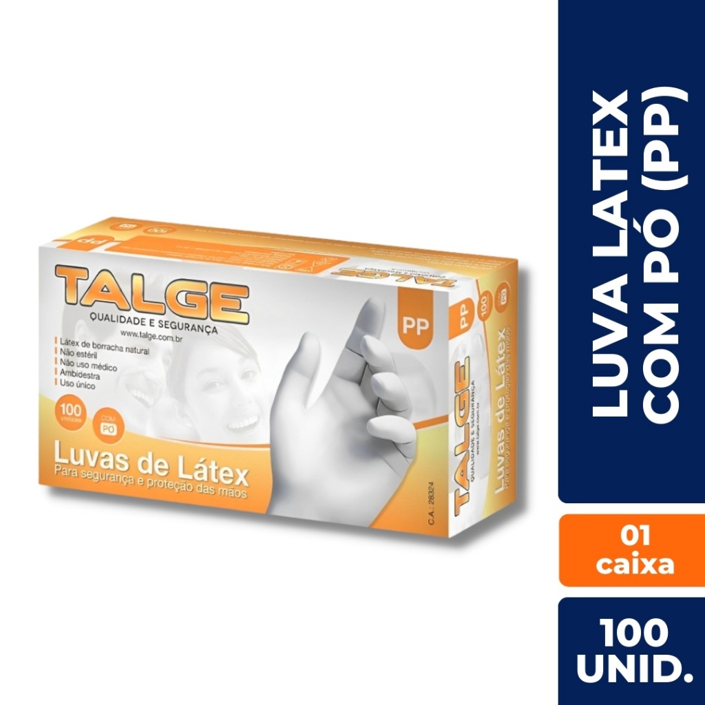 Luva Latex Procedimento Talge (pp/p/m/g) Cx Com 100 Unidades Com Pó ...