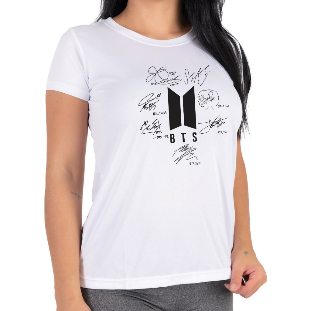 Camiseta Algodão Blusa Masculina Feminina Estampa BTS Autografo ...