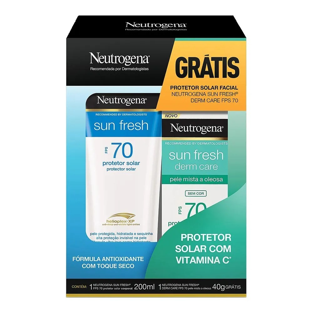KIT PROTETOR SOLAR NEUTROGENA SUN FRESH FPS 70 CORPORAL 200ML + FACIAL ...